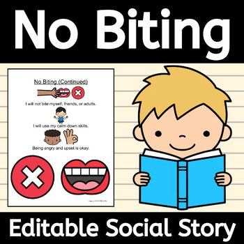 No Biting Social Story for Aggression and Having a Safe Body, Autism EDITABLE